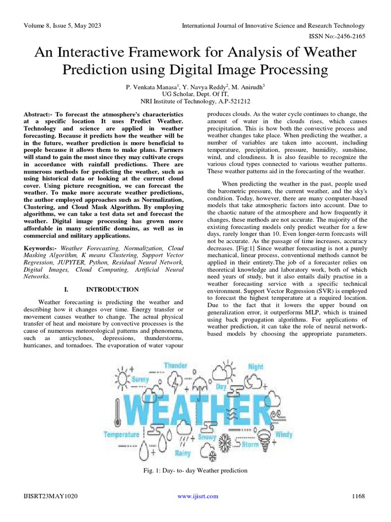 An Interactive Framework For Analysis of Weather Prediction Using Digital Image Processing | PDF ...