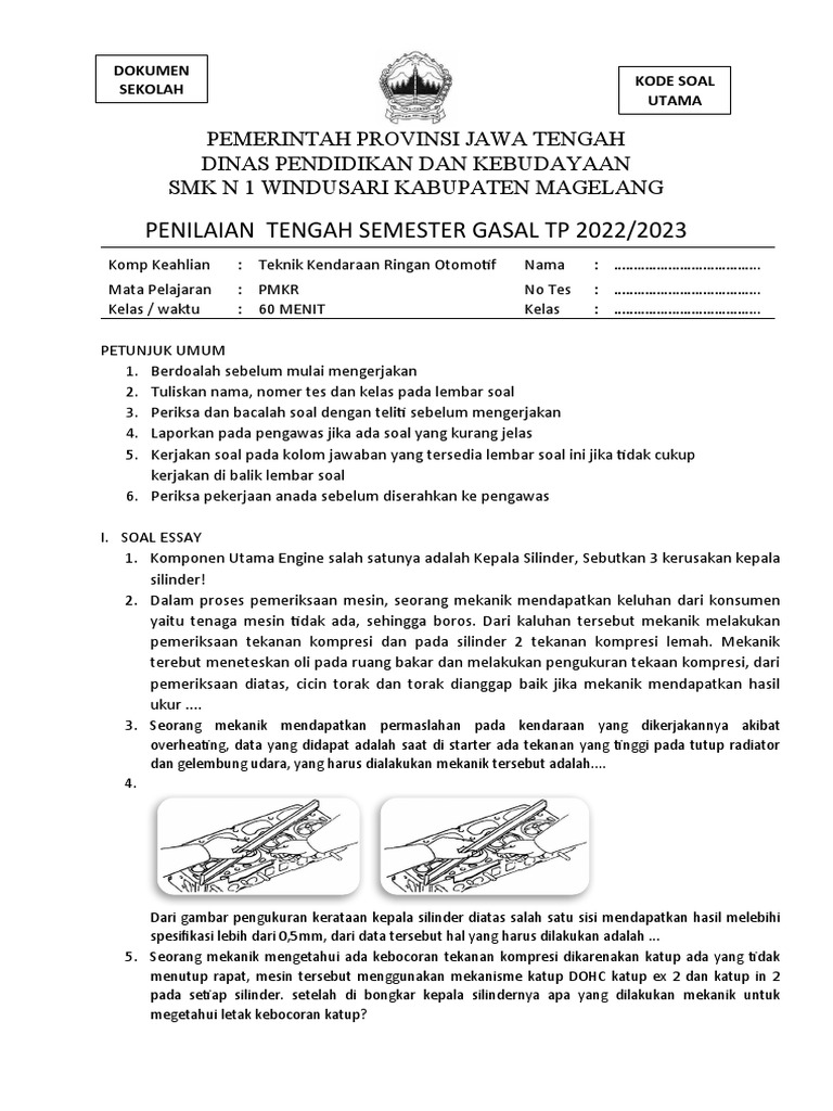 SOAL PTS PMKR Kelas XII TKR 3 | PDF