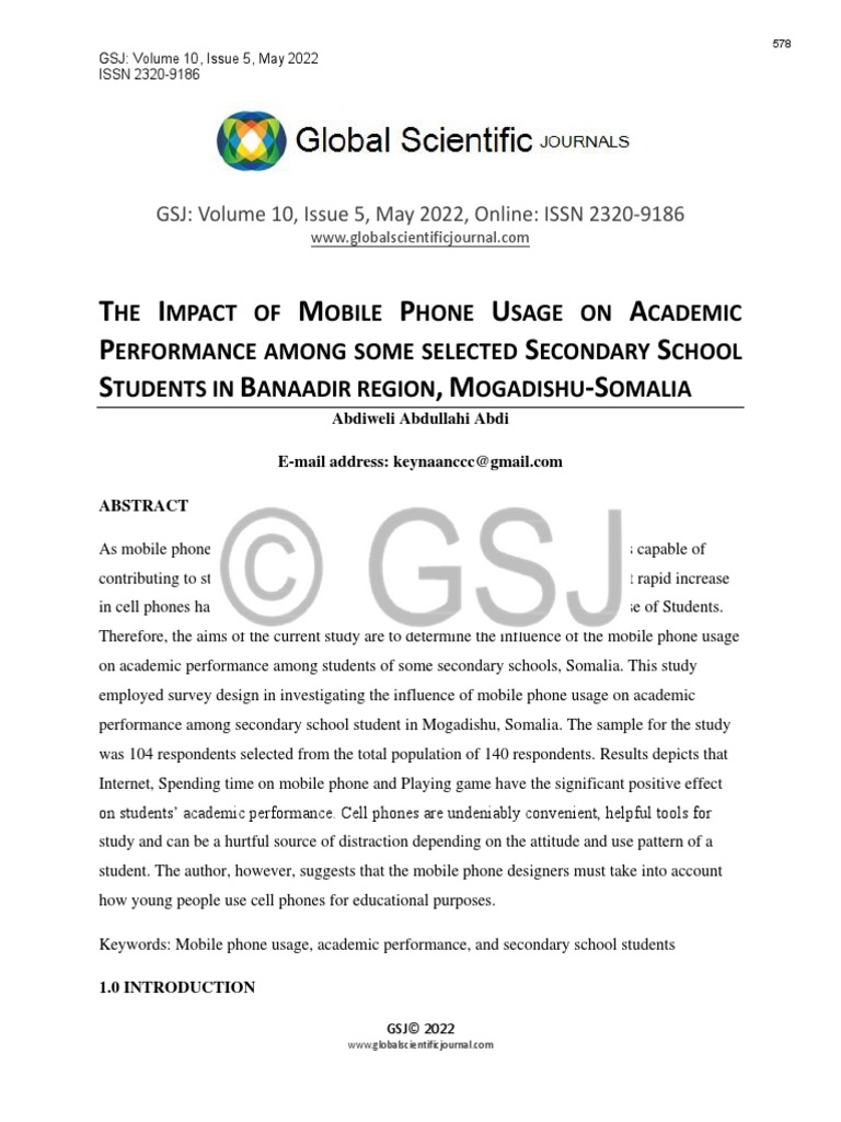 The Impact of Mobile Phone Usage On Academic Performance Among Some ...