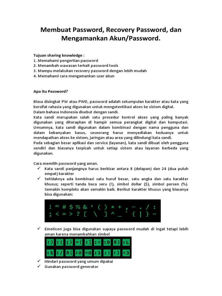 Membuat Password, Recovery Password, Dan Mengamankan Password. | PDF Membuat Password, Recovery Password, Dan Mengamankan Password. | PDF
