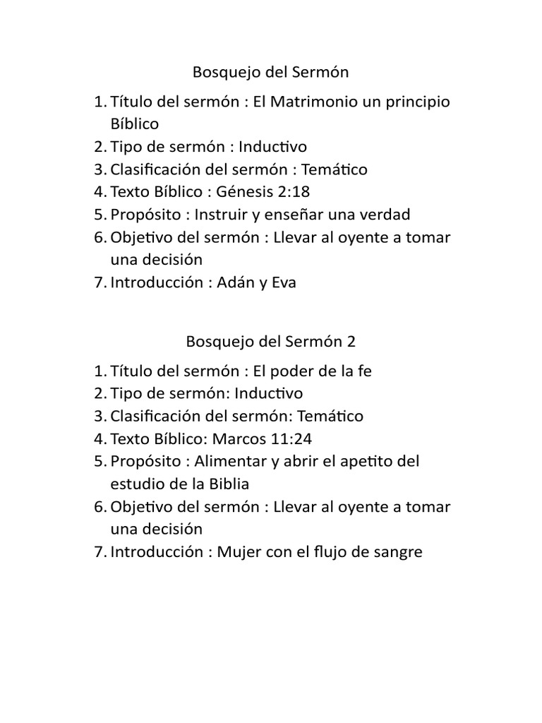 Bosquejos de Sermones Temáticos | PDF