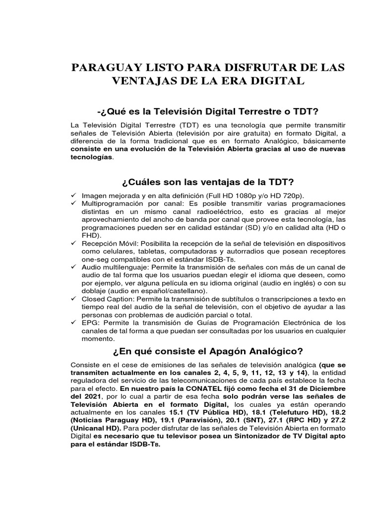 Manual Tvdigital TDT | PDF | Televisión de alta definición | Televisión