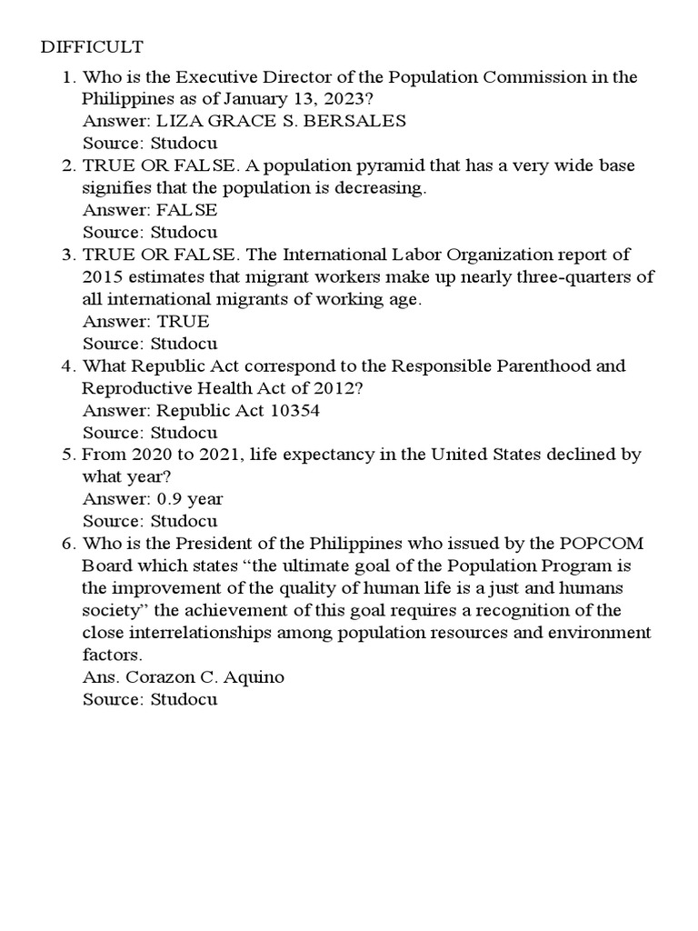 DIFFICULT | PDF | Population | Demography