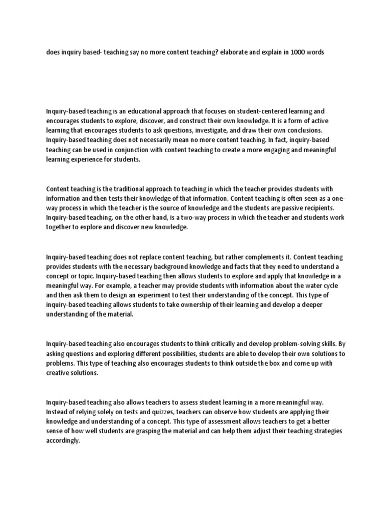 Does Inquiry Based | PDF | Inquiry Based Learning | Knowledge