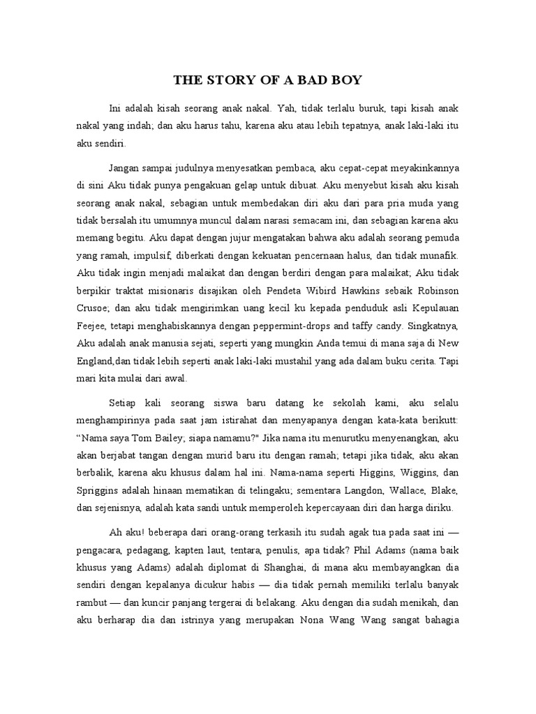 The Story of A Bad Boy | PDF