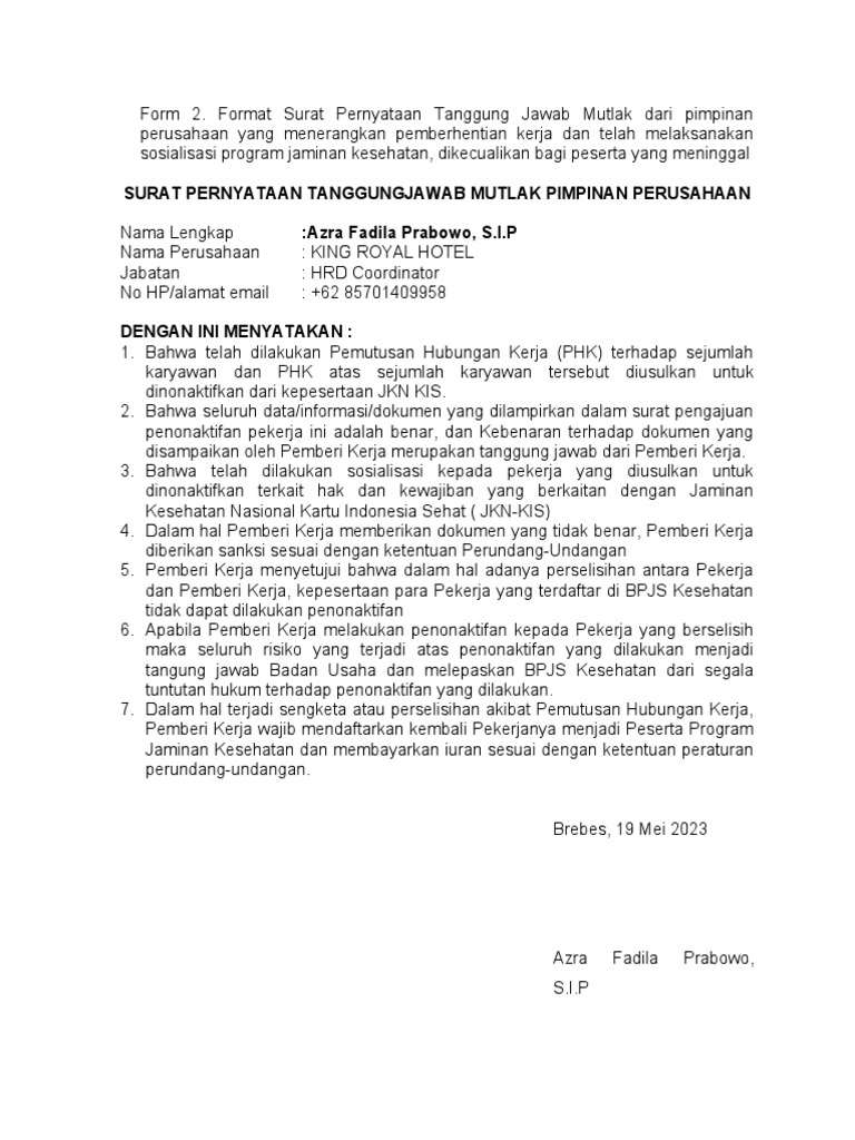 FORM 2 - Penonaktifan BPJS | PDF