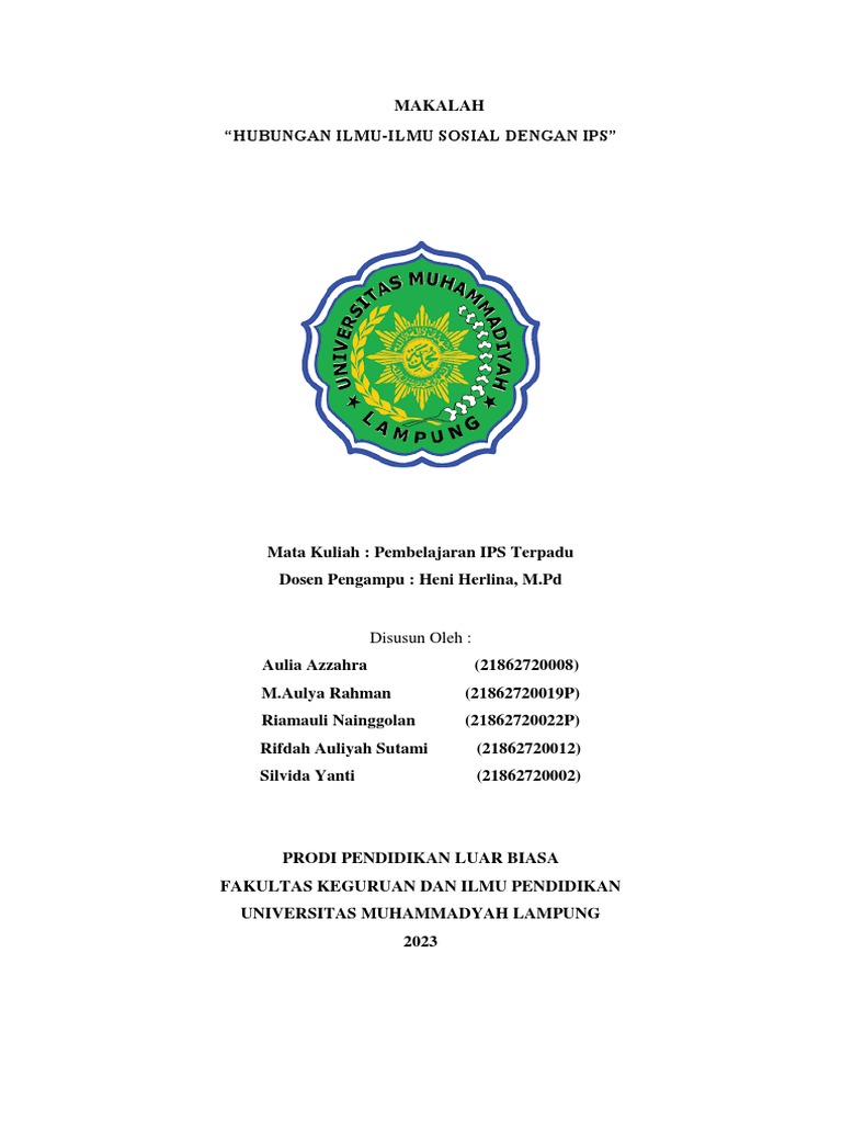 Makalah Hubungan Ilmu-Ilmu Sosial Dengan IPS KLM 1 | PDF | Ilmu Sosial | Sejarah
