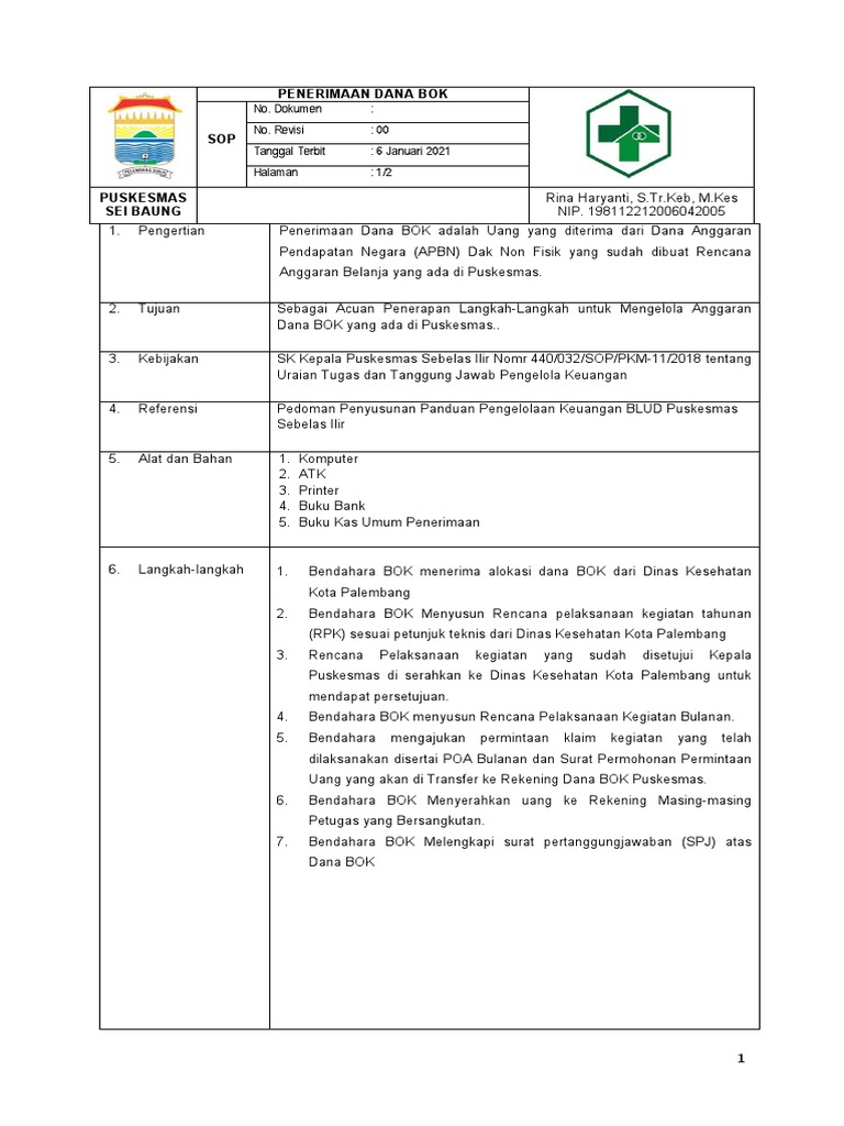 Sop Pengelolaan Dana Bok Sei Baung | PDF