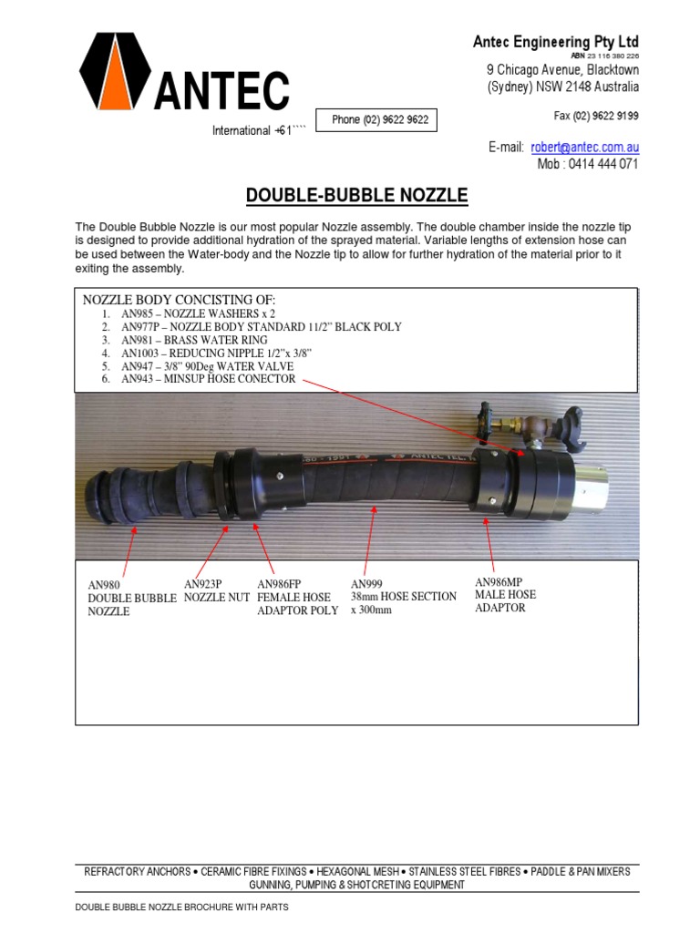 Double Bubble Nozzle Brochure With Parts | PDF