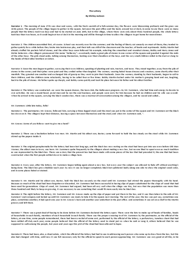 The Lottery Script | PDF