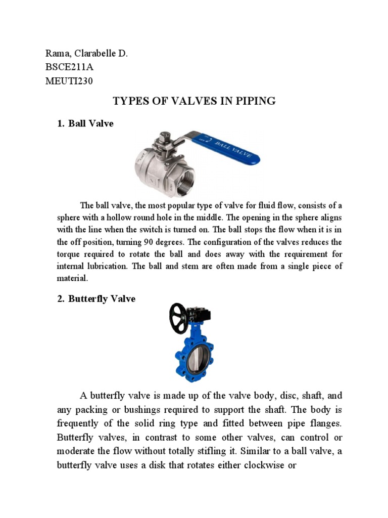 Types of Valves in Piping Systems | PDF | Valve | Machines