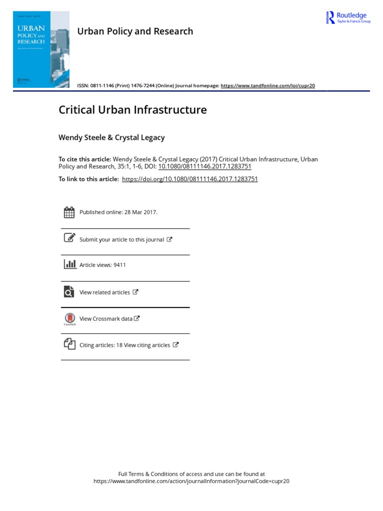 Critical Urban Infrastructure | PDF | Infrastructure | Governance