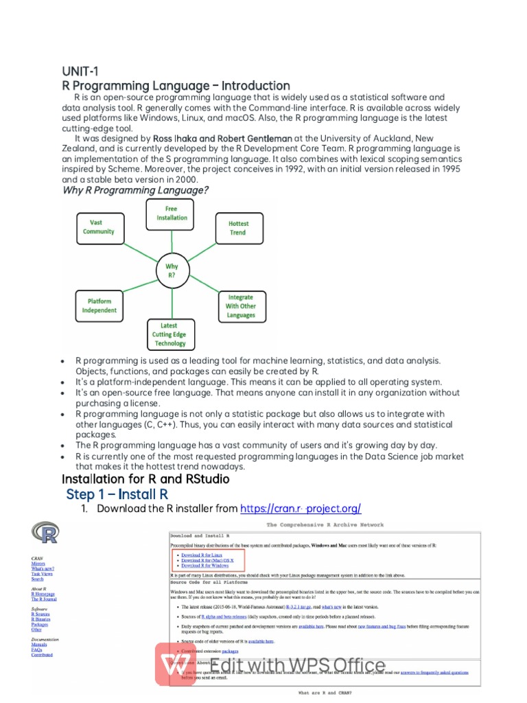 Unit 1 | Download Free PDF | Data Type | R (Programming Language) Unit 1 | Download Free PDF | Data Type | R (Programming Language)
