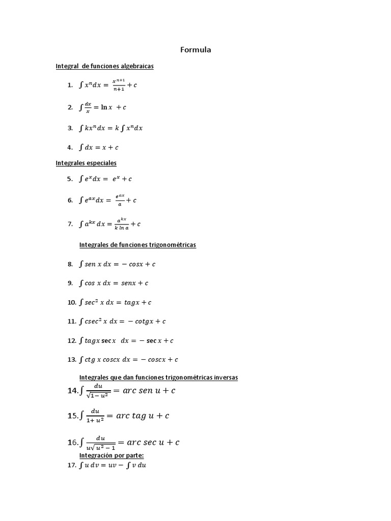 Guía Completa de Integrales Matemáticas | PDF | Integral | Funciones ...