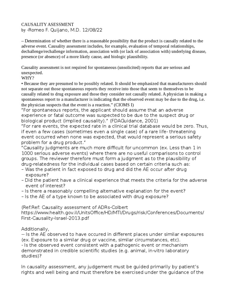 Causality Assessment | PDF | Adverse Effect | Causality
