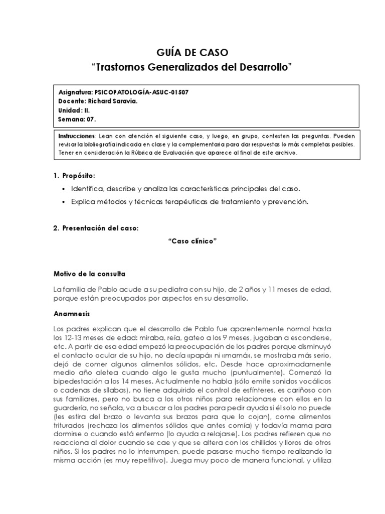 Caso Trastorno Generalizado Del Desarrollo | PDF | Desorden hiperactivo y deficit de atencion ...