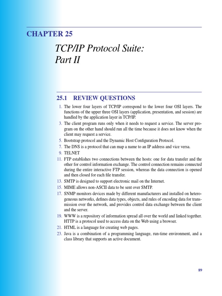TCP/IP Protocol Suite:: 25.1 Review Questions | PDF | Internet Protocol Suite | File Transfer ...