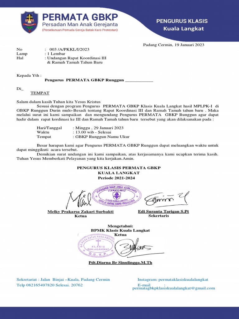 003 Surat Rakor Dan RTTB | PDF