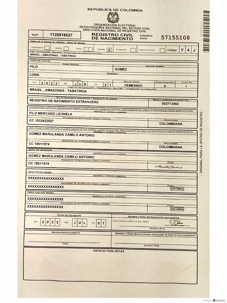 Colombia Registro Civil.. Filo | PDF