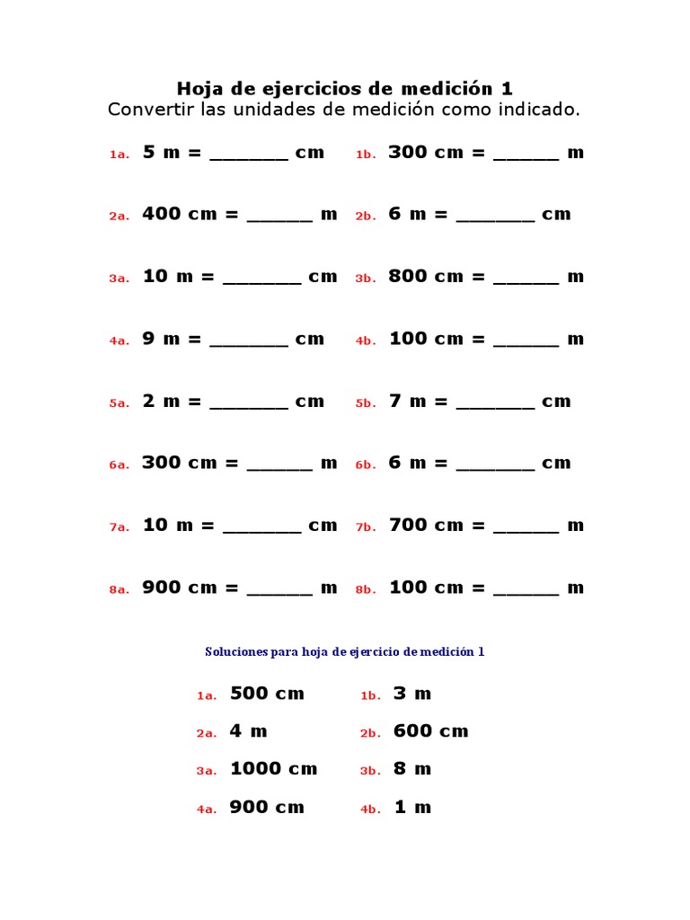 Hoja de Ejercicios de Medición 1 | PDF