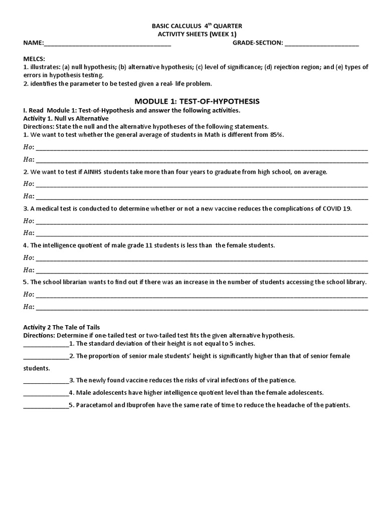 Week 1 Stat and Probability | Download Free PDF | P Value | Type I And Type Ii Errors
