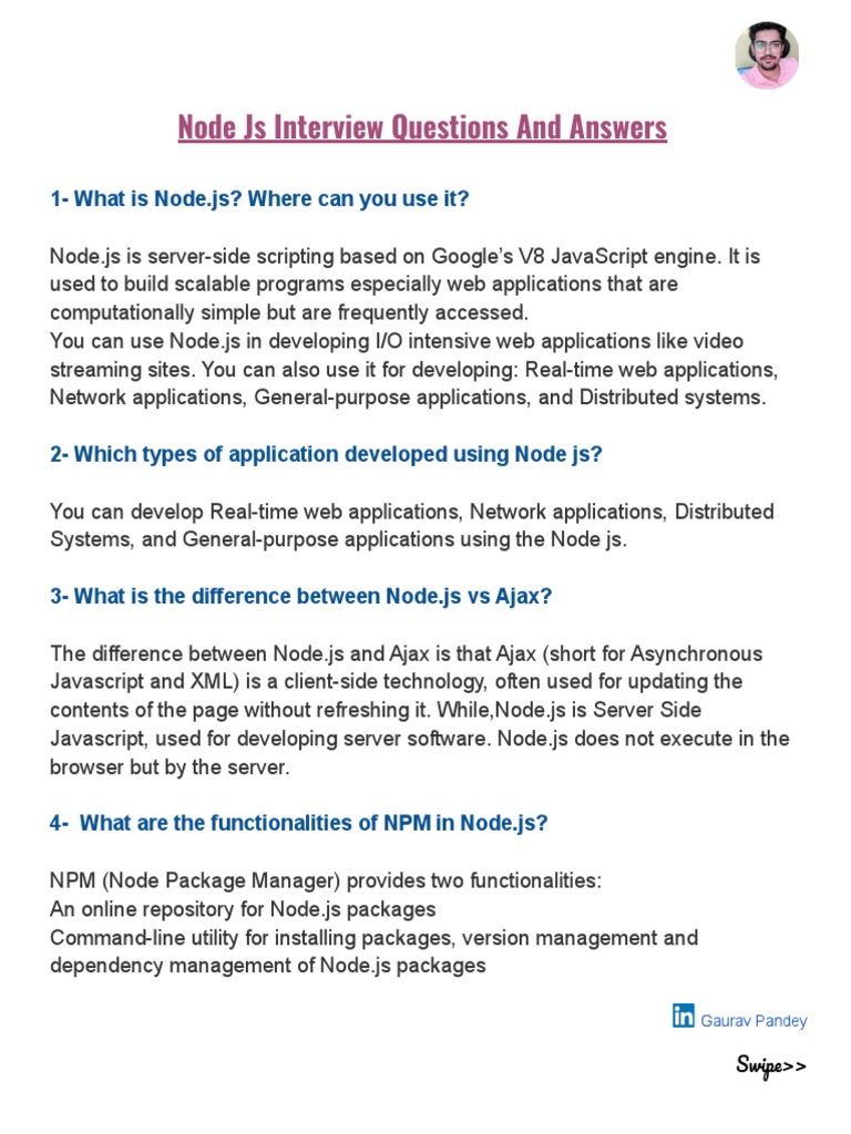 Node JS Interview Questions and Answers 1684411098 | PDF | Java Script ... Node JS Interview Questions and Answers 1684411098 | PDF | Java Script ...