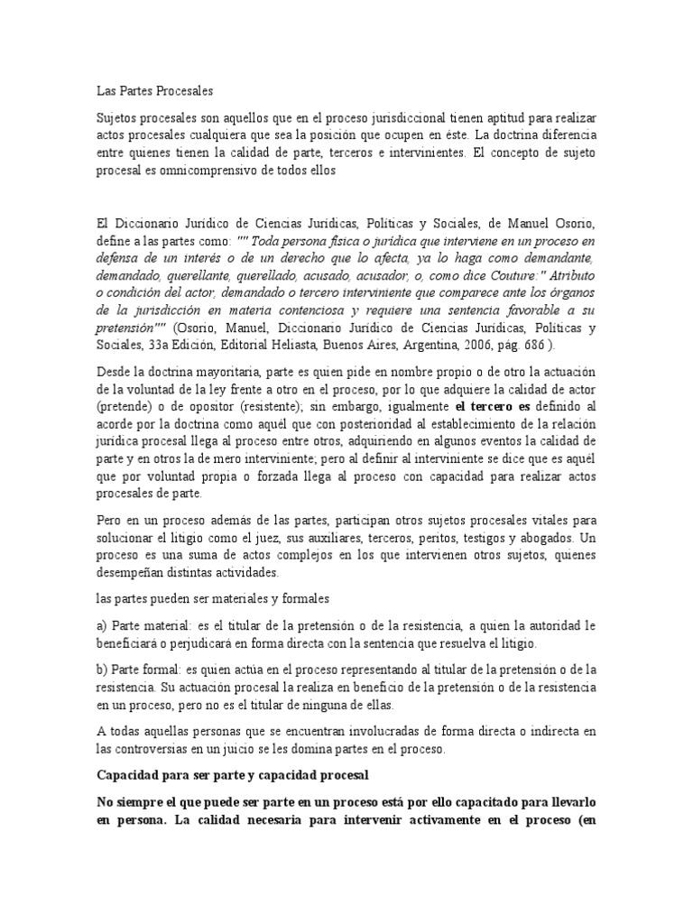 Las Partes Procesales | PDF | Ley procesal | Jurisdicción