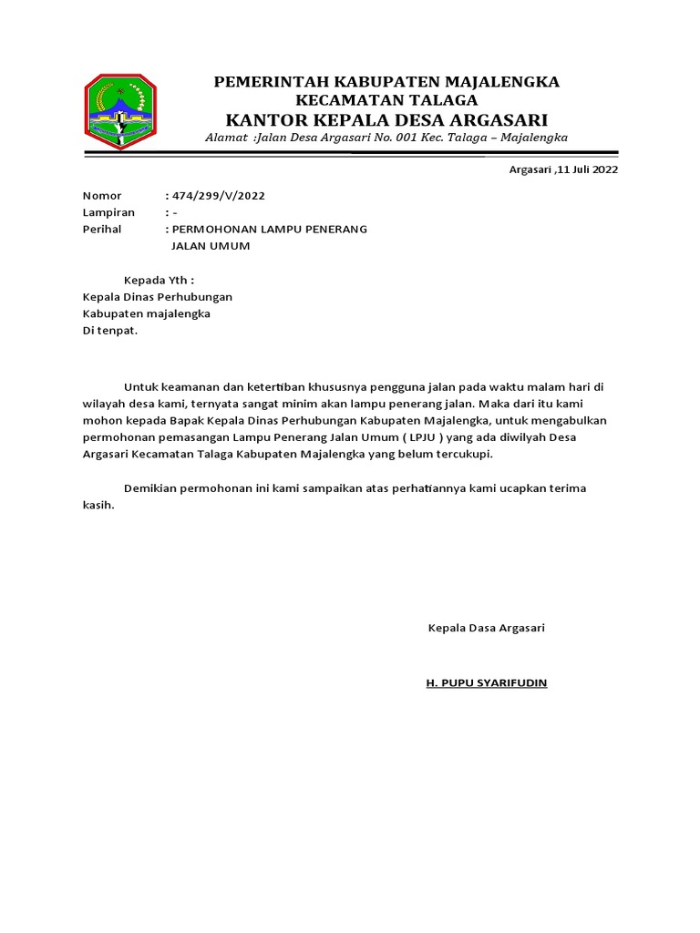 Surat Permohonan PJU | PDF