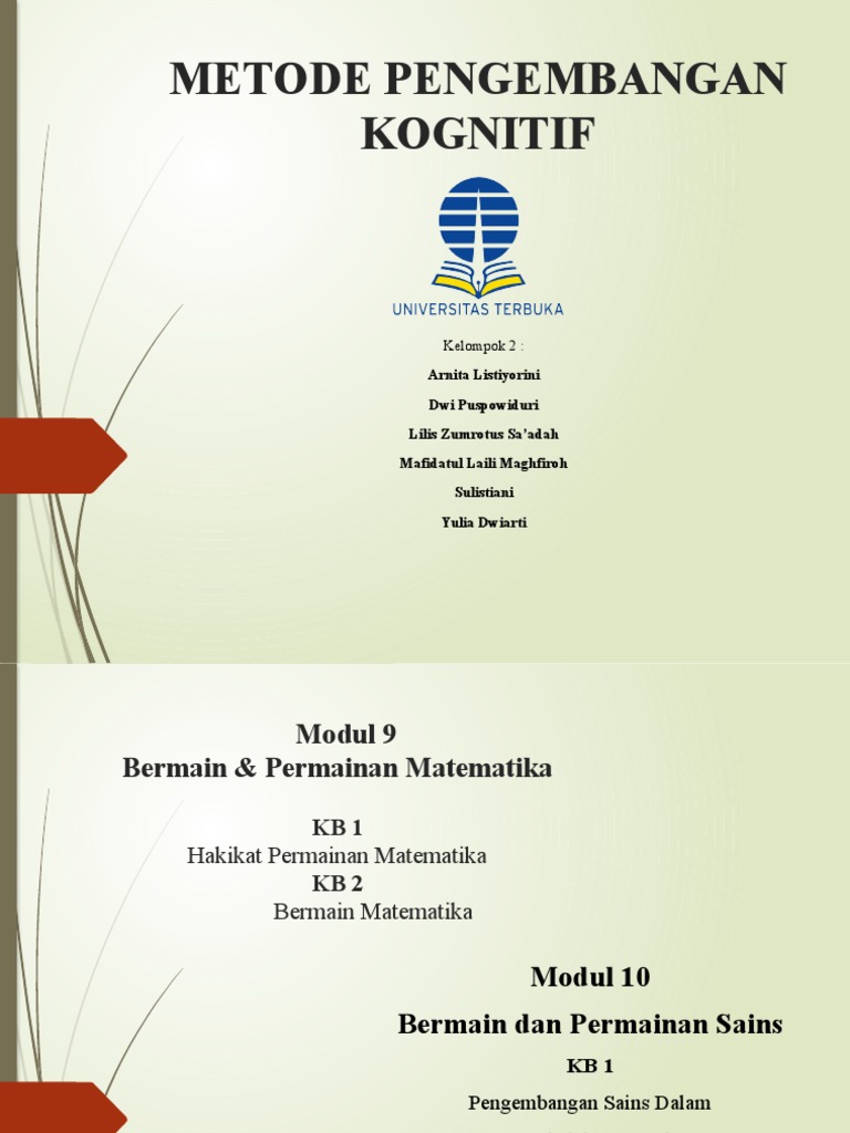 Ppt. Metode Pengembangan Kognitif | PDF