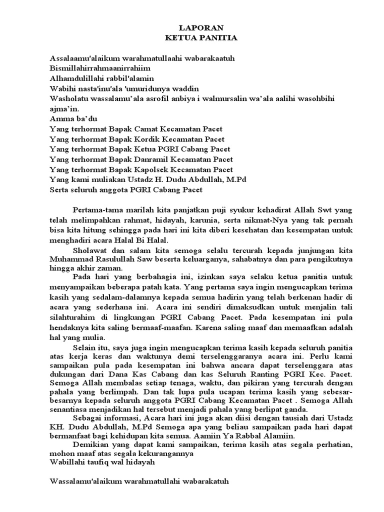 Laporan Ketua Panitia | PDF