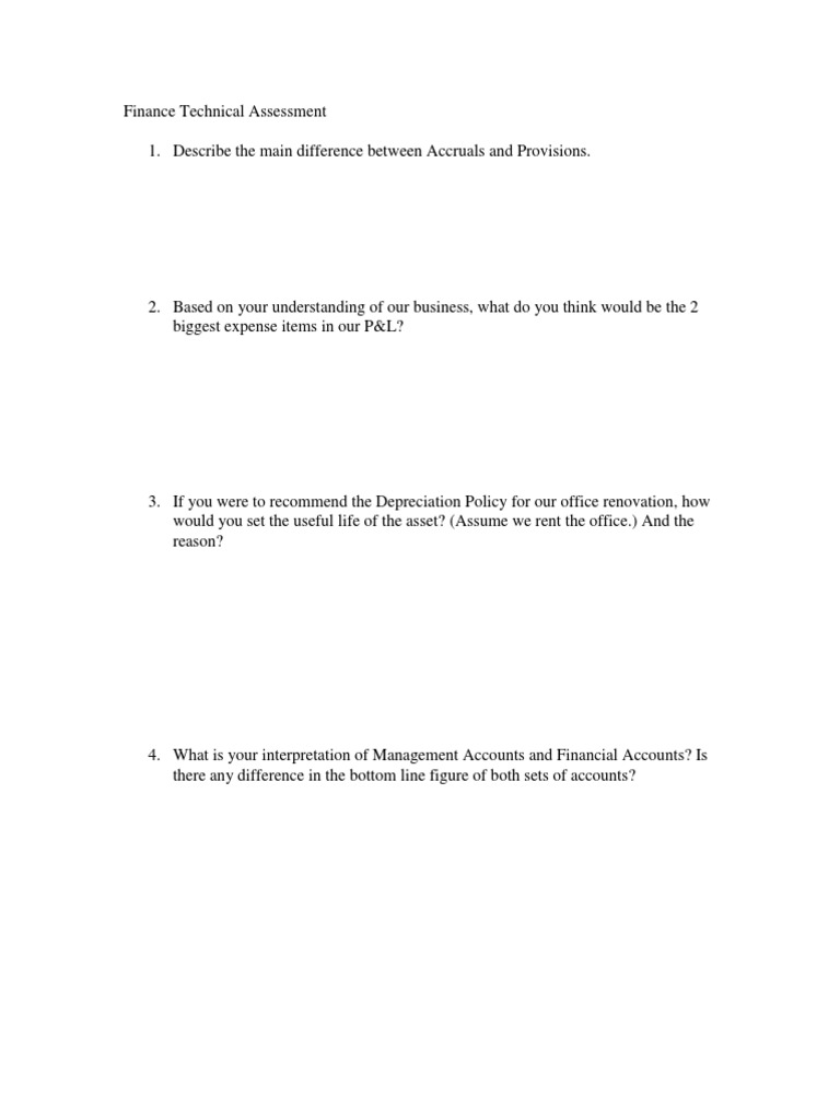 Finance Technical Assessment | PDF | Employment | Salary