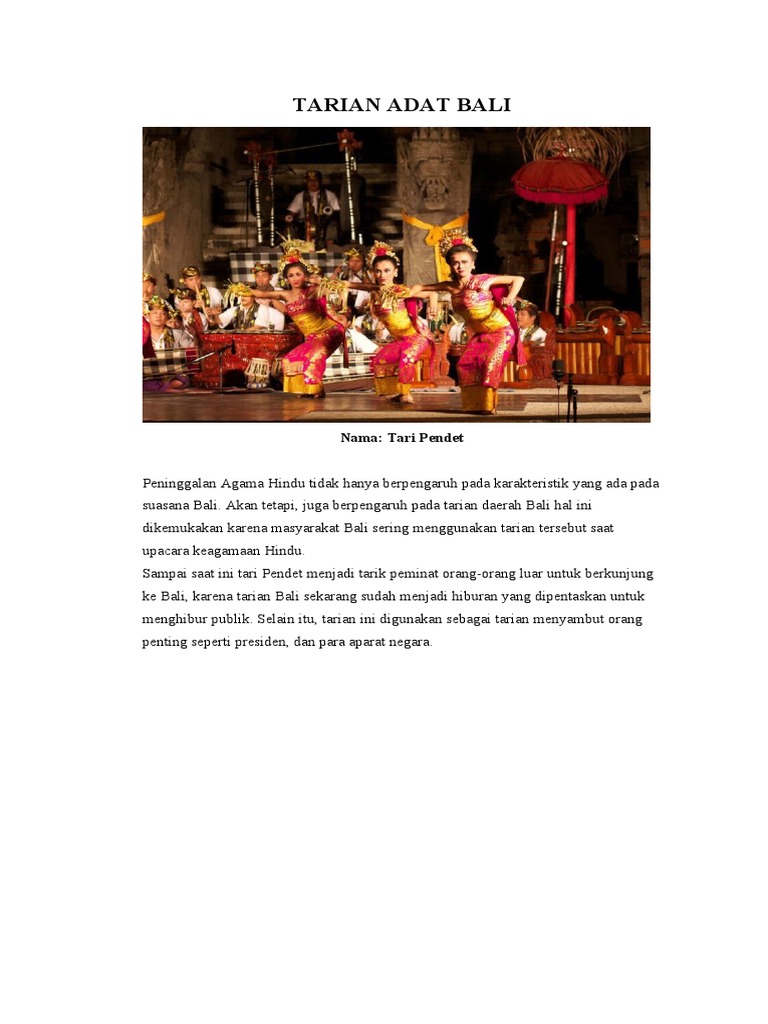 Tarian Tradisional Indonesia: Bali, Kalimantan, Aceh | PDF