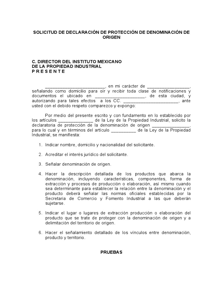 Solicitud de Declaración de Protección de Denominación de Origen | PDF Solicitud de Declaración de Protección de Denominación de Origen | PDF