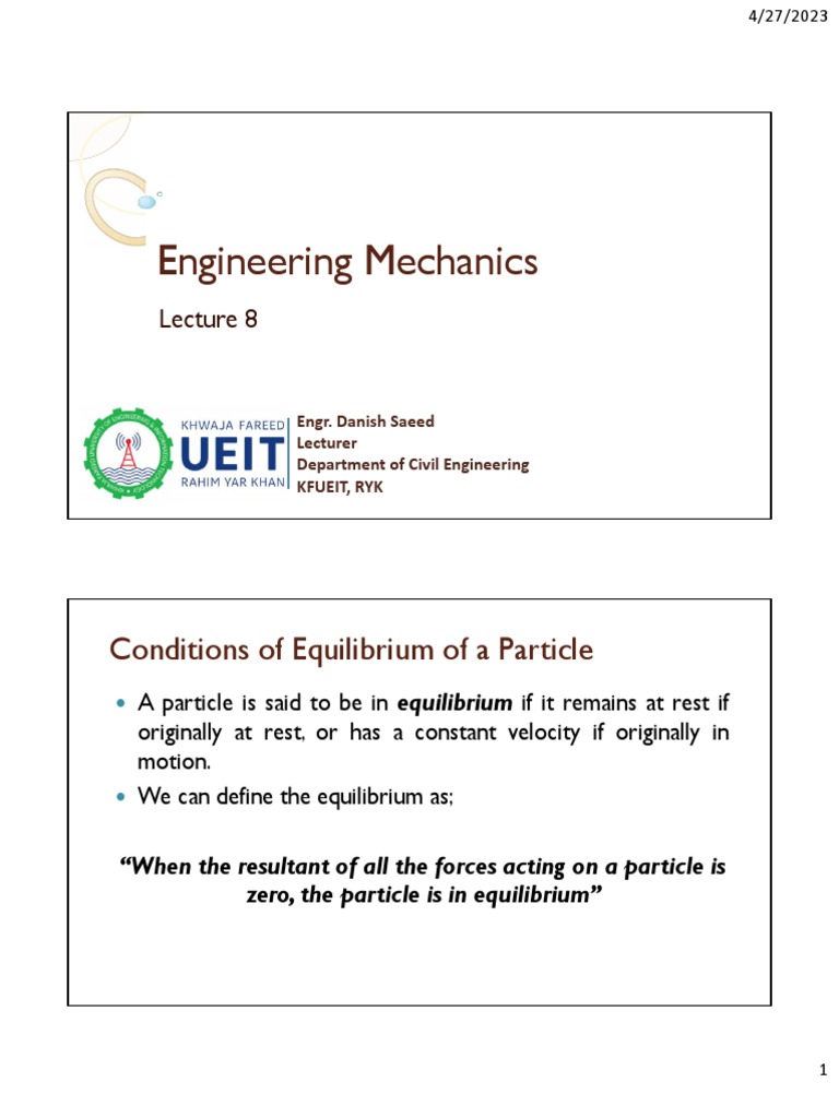 Lecture 8 | PDF | Force | Motion (Physics)