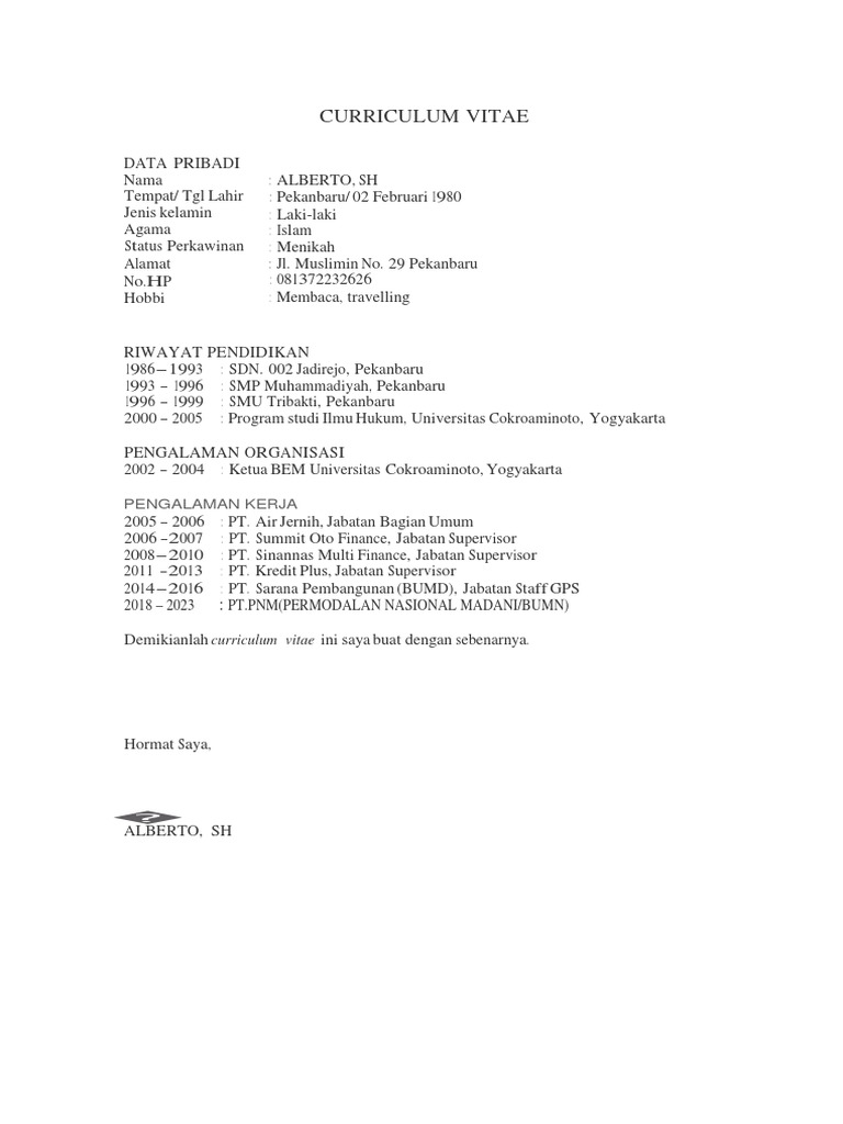 CV Alberto untuk Rekrutmen | PDF | Kesehatan Holistik