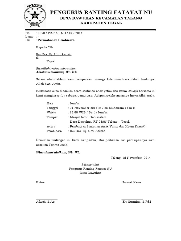Undangan Fatayat | PDF