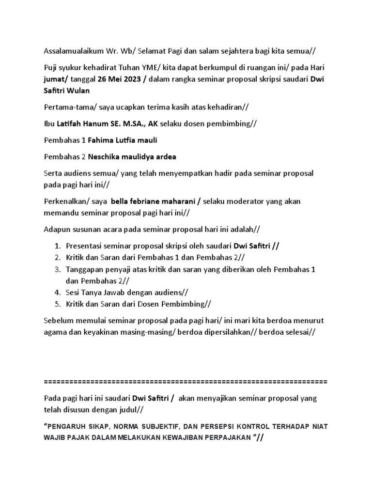 Teks Moderator Sempro | PDF