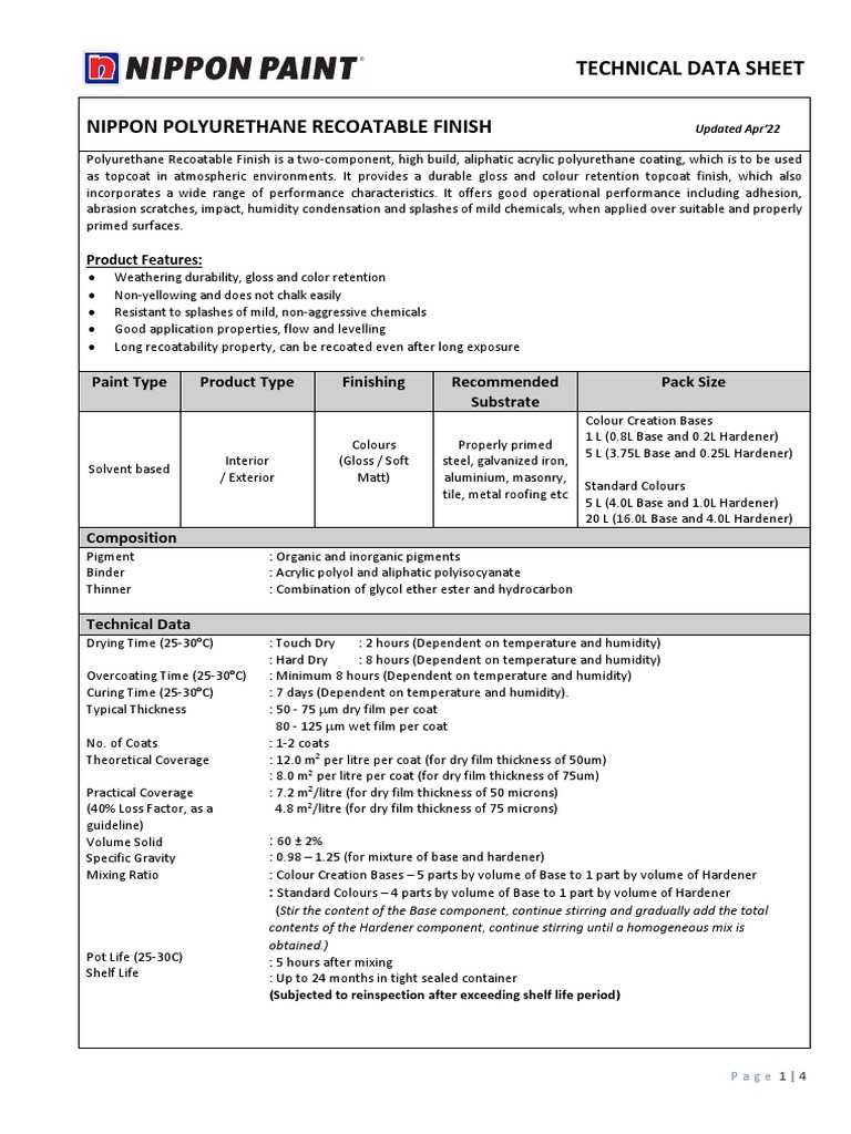 PU Recoatable Finish | PDF | Paint | Polyurethane
