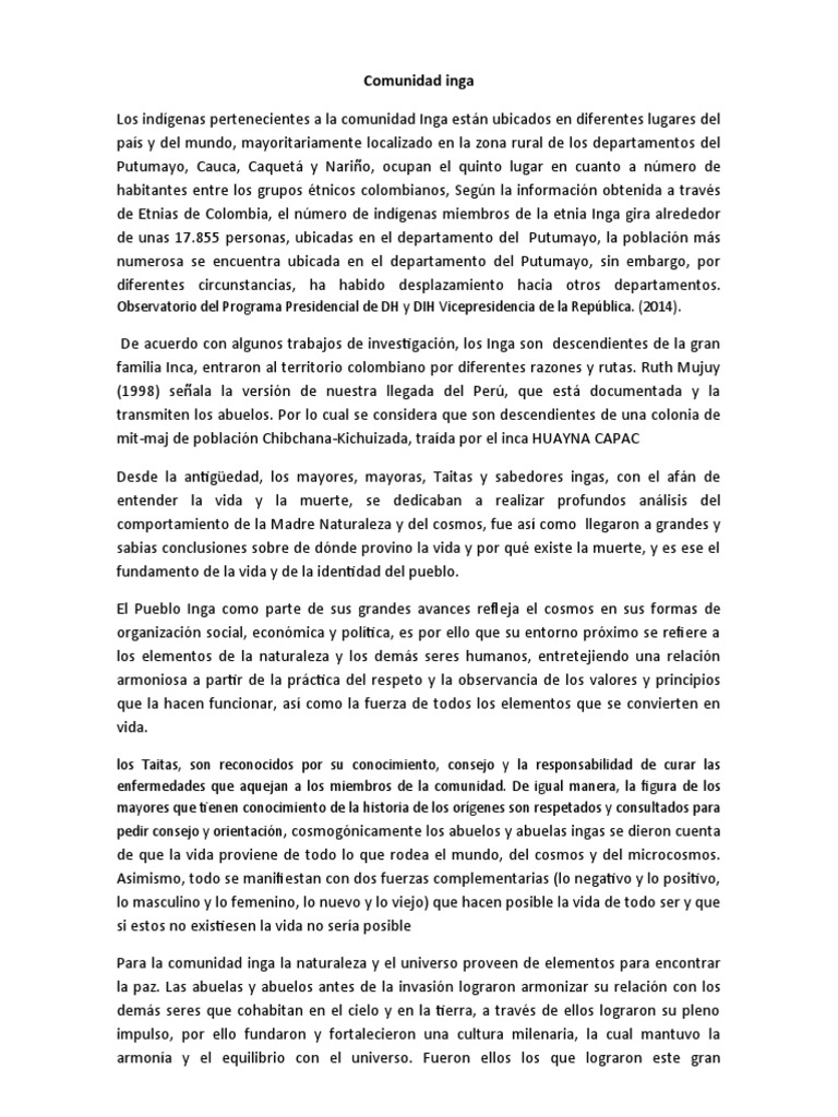 Conceptos Comunidad Inga | PDF | Agricultura | Naturaleza
