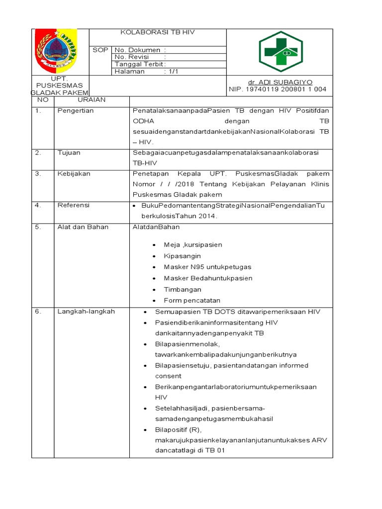 Sop Kolaborasi TB Hiv | PDF