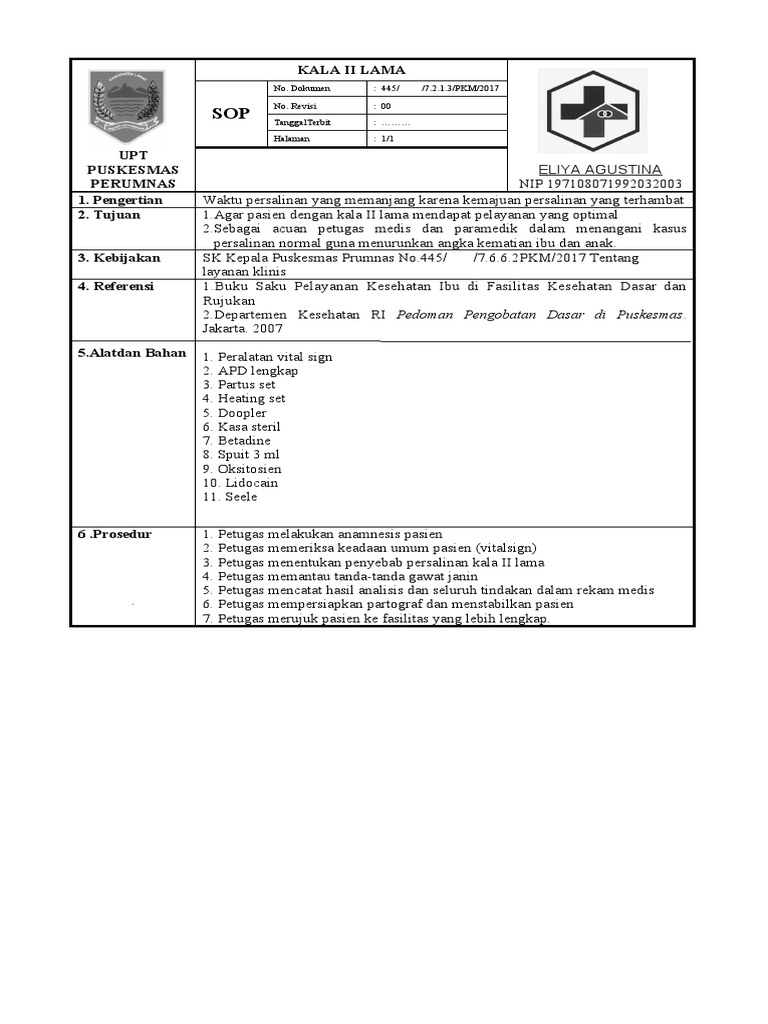 7.2.1.3 Sop Persalinan Kala II Lama Baru | PDF