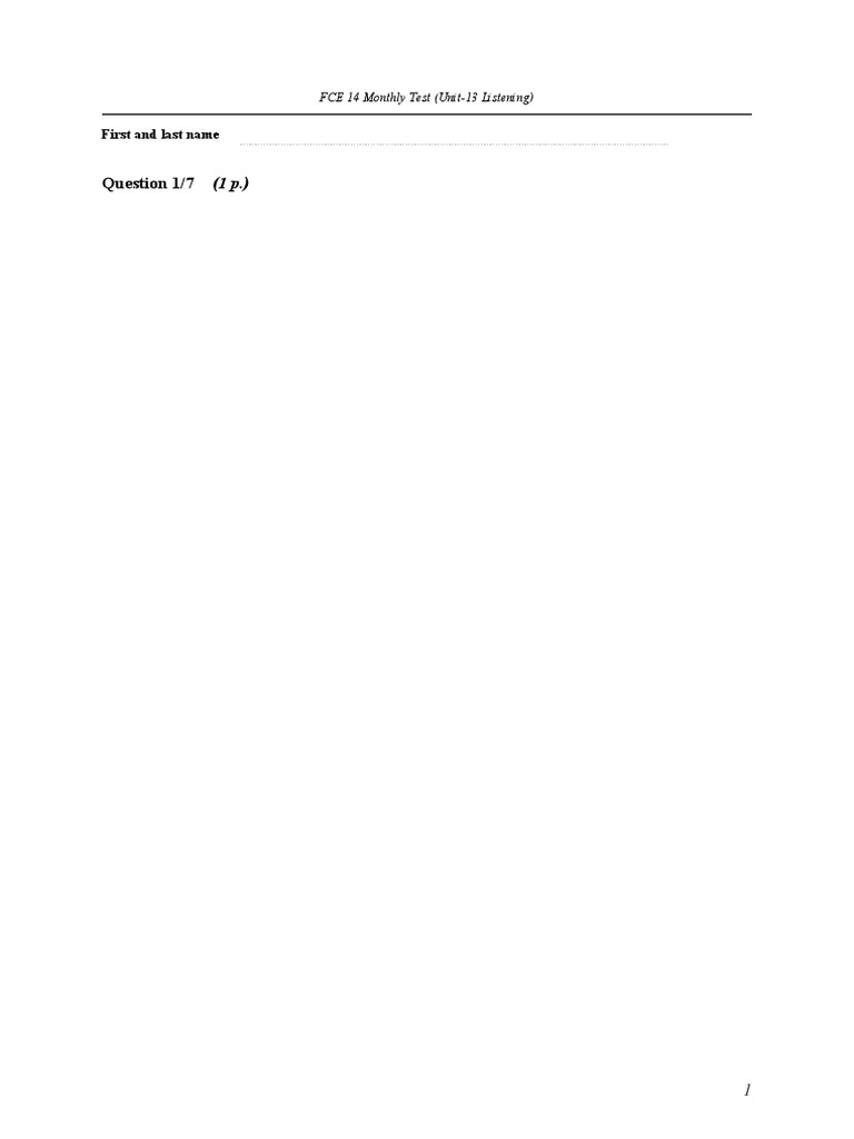 FCE 14 Monthly Test (Unit-13 Listening) - Questions | PDF