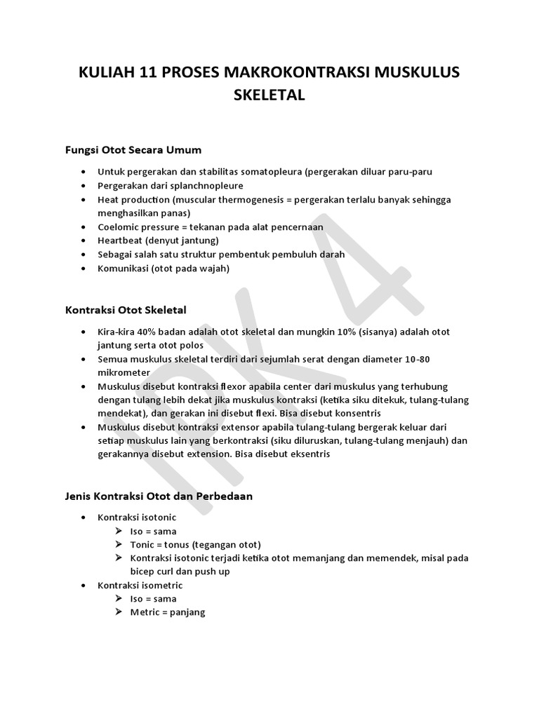 Kuliah 11 Proses Makrokontraksi Muskulus Skeletal | PDF