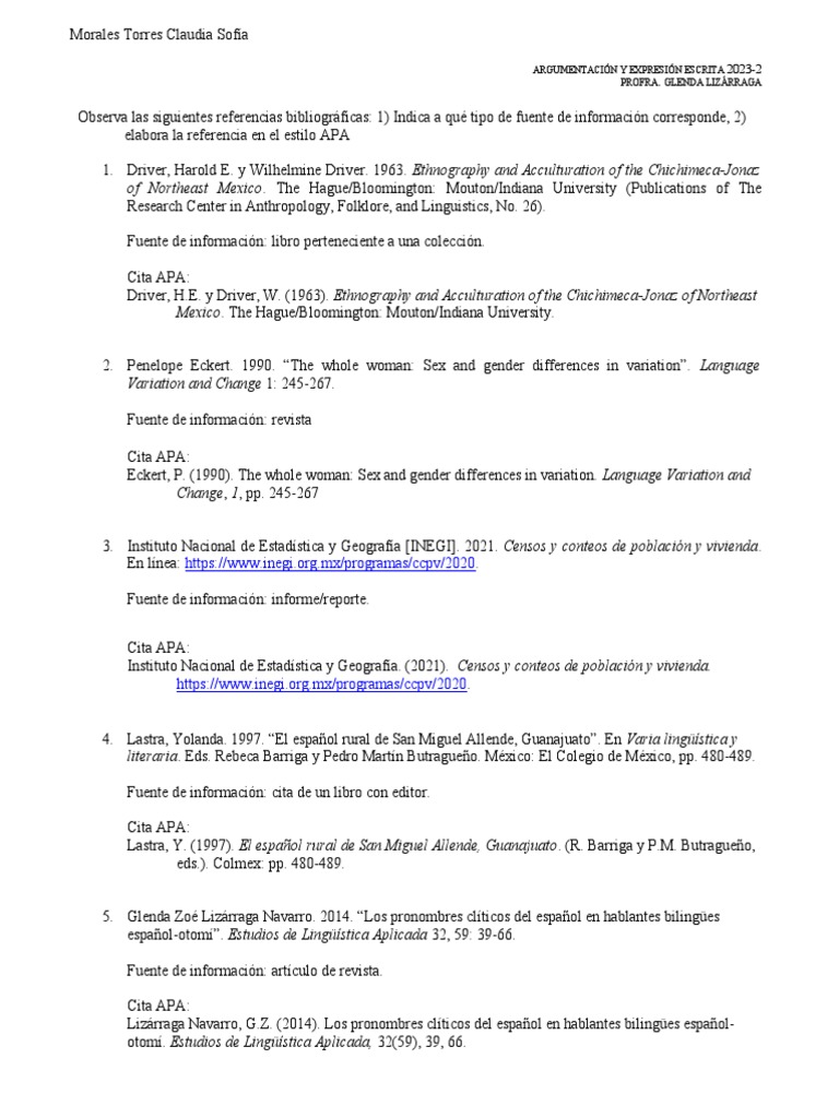 Ejercicio de Referencias APA | PDF | Publicación | Lengua española