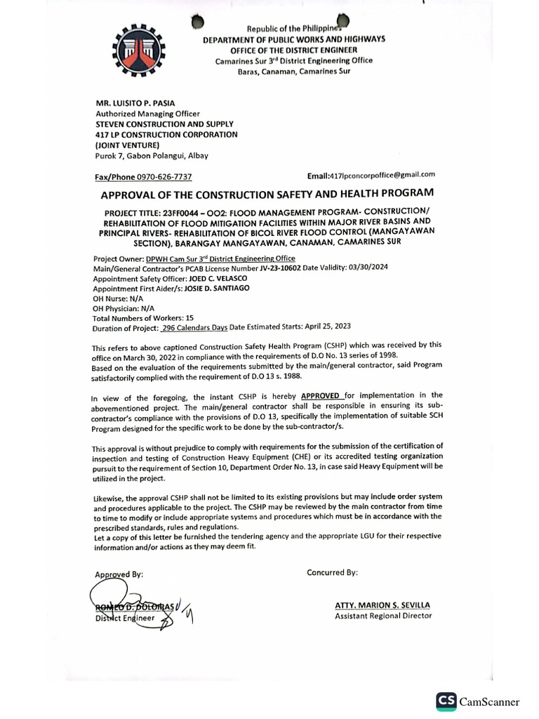 Letter Approval DPWH | PDF
