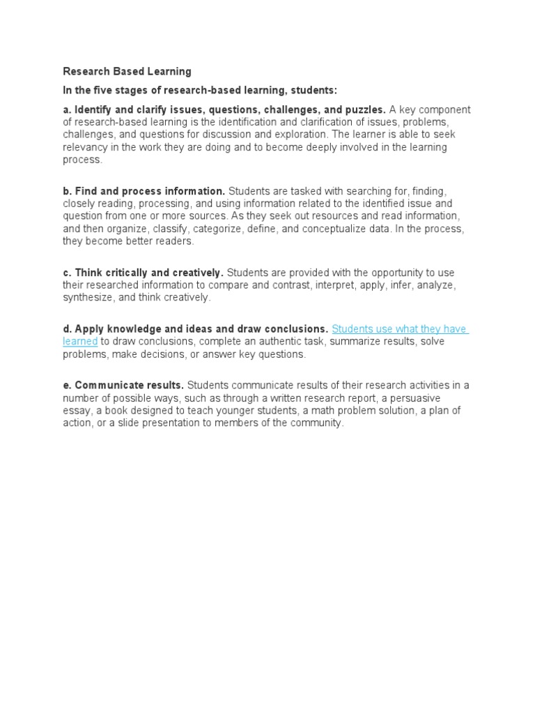 Research Based Learning | PDF