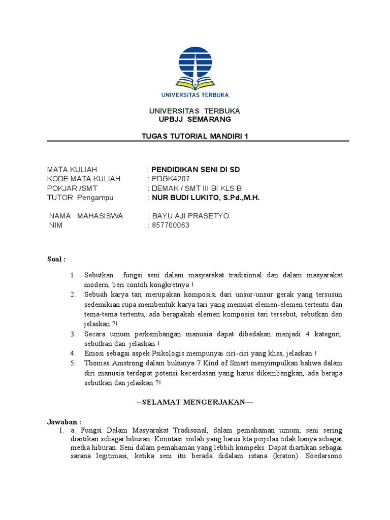 TTM 1 - Bayu Aji P - 857700063-1 | PDF