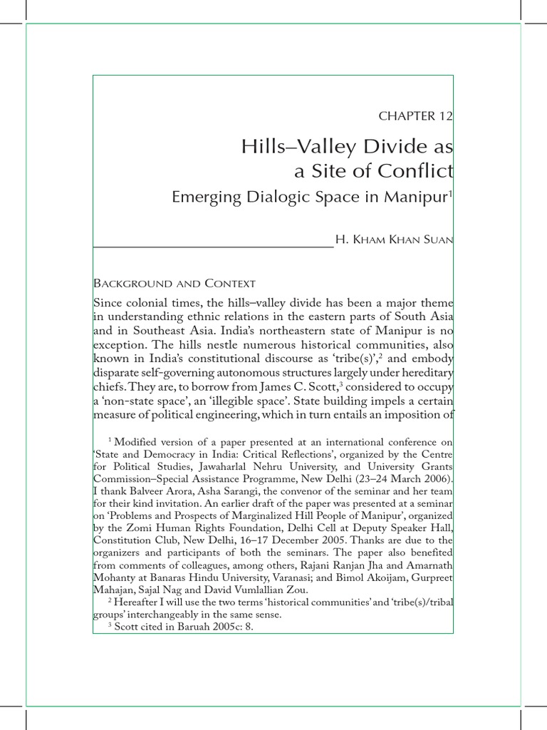 Hills Valley Divide As A Site of Confli | PDF | Self Determination ...