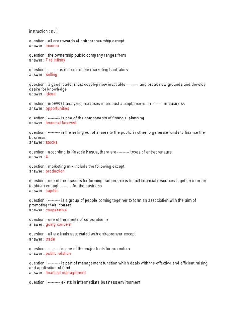 GST 231 Pq&a Iii | PDF | Entrepreneurship | Marketing
