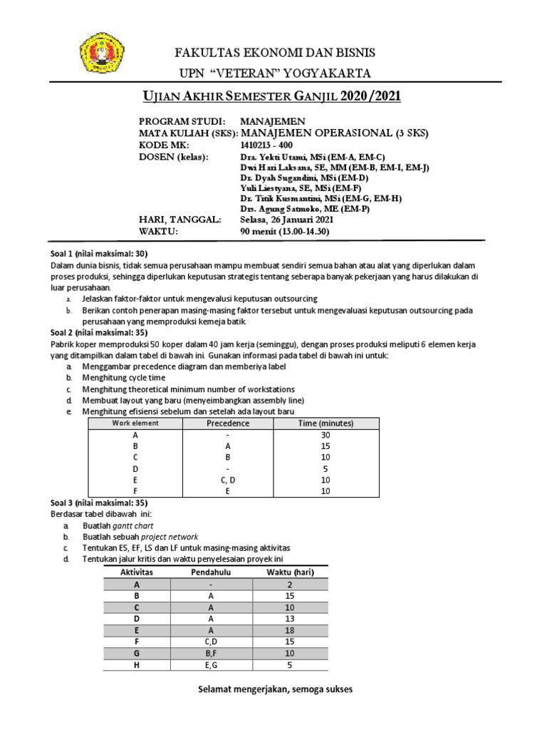 UAS MO 3sks Januari 2021 | PDF | Metode & Bahan Ajar
